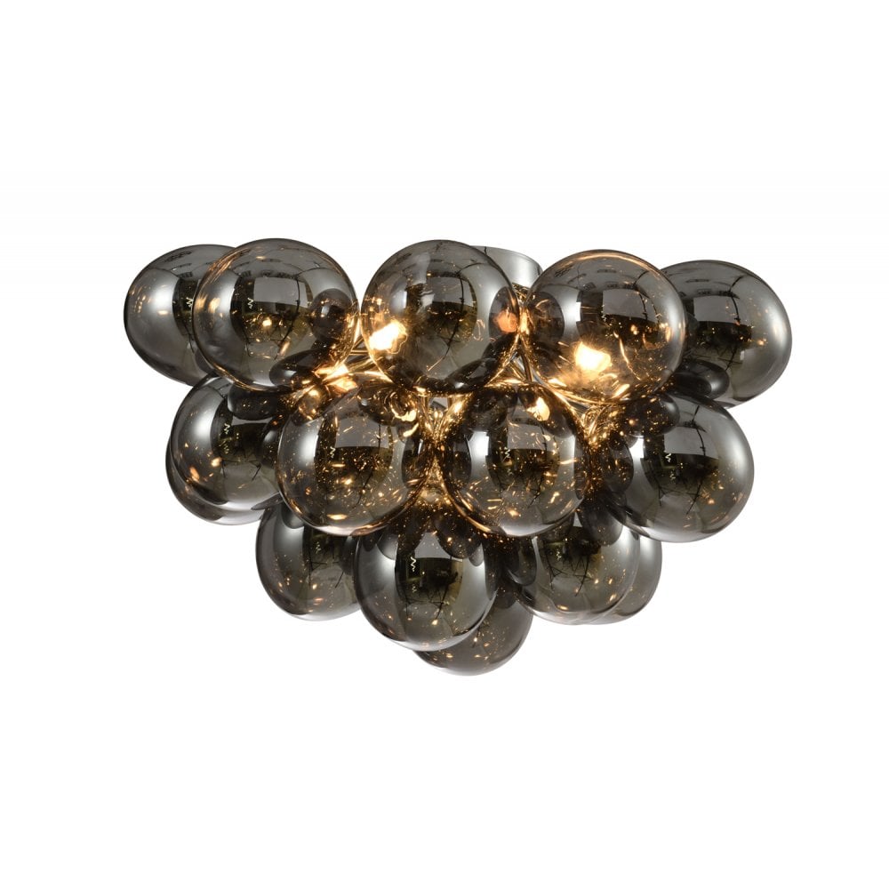 Lyon 6 Light Polished Chrome & Smoked Glass Semi Flush Ceiling Light – Decor Lighting