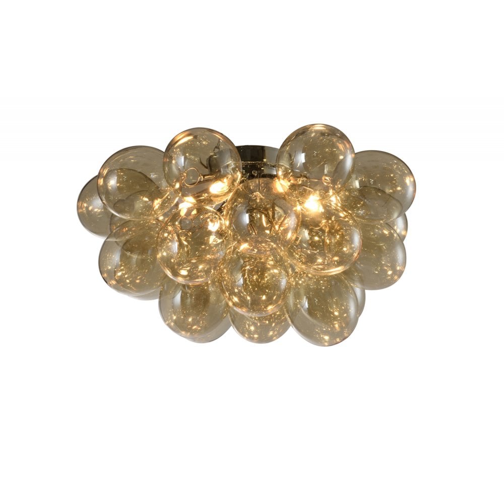 Lyon Polished Chrome & Cognac Glass Semi Flush Ceiling Light – Decor Lighting