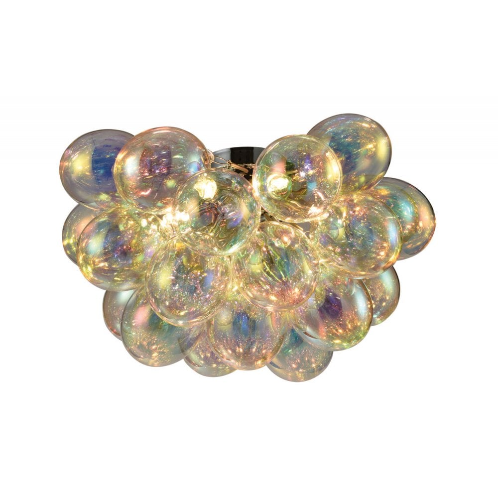 Lyon Polished Chrome & Iridescent Glass Semi Flush Ceiling Light – Decor Lighting
