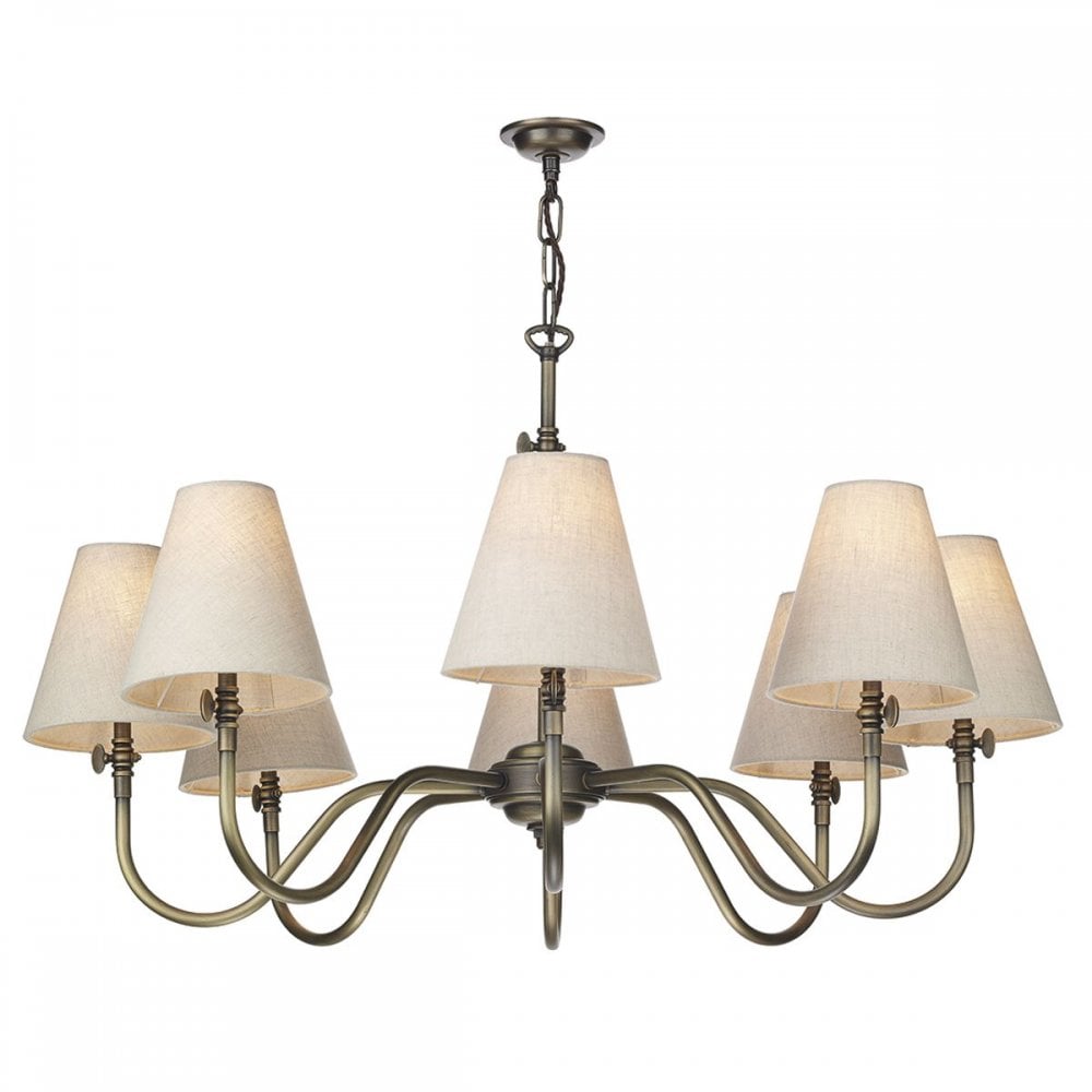 Hicks Antique Brass 8 Light & Shades – Decor Lighting
