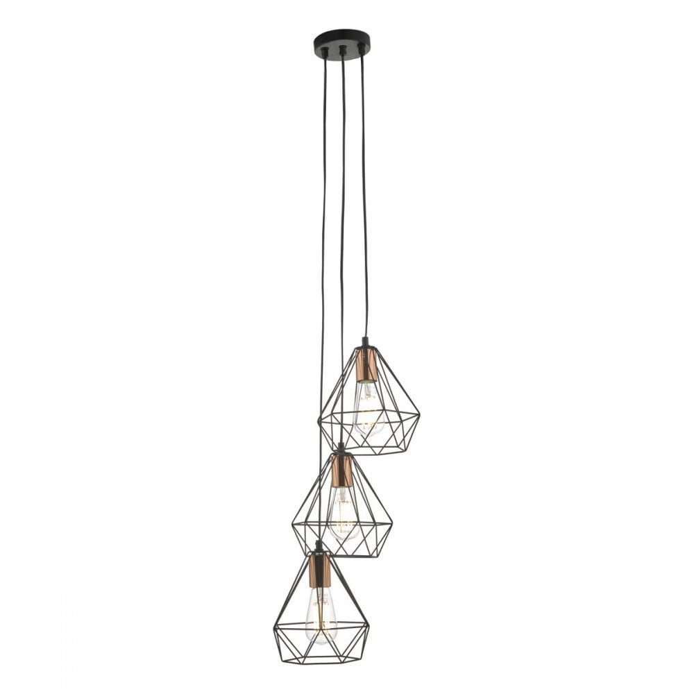 Deyon Black & Copper 3 Light Cluster Pendant – Decor Lighting