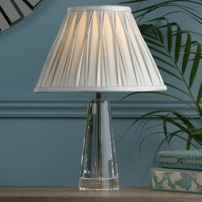 Blake Small Crystal Obelisk Table Lamp & Silver Shade – Decor Lighting