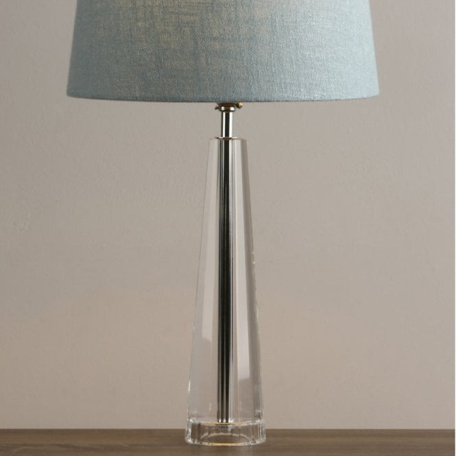 Blake Extra Large Crystal Obelisk Table Lamp & Blue Shade – Decor Lighting