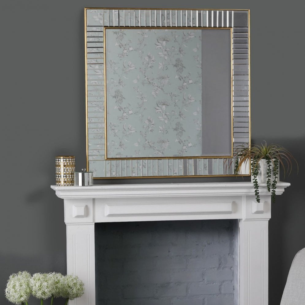 Clemence Square Mirror Gold Leaf 90cm – Decor Lighting