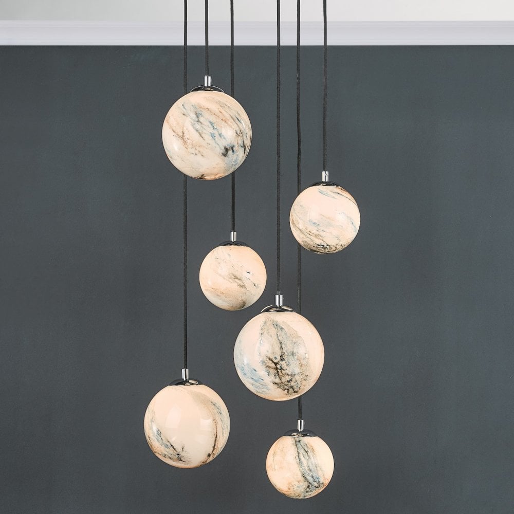 Mikara Polished Chrome 6 Light Cluster Pendant Light – Decor Lighting