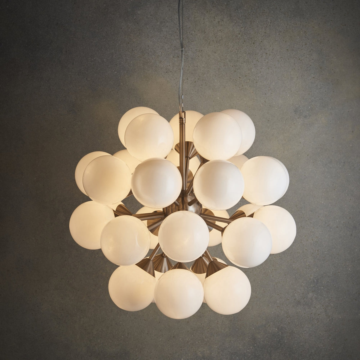 Oscar Pendant Light Satin Nickel & White Glass Shades 28 Light – Decor ...