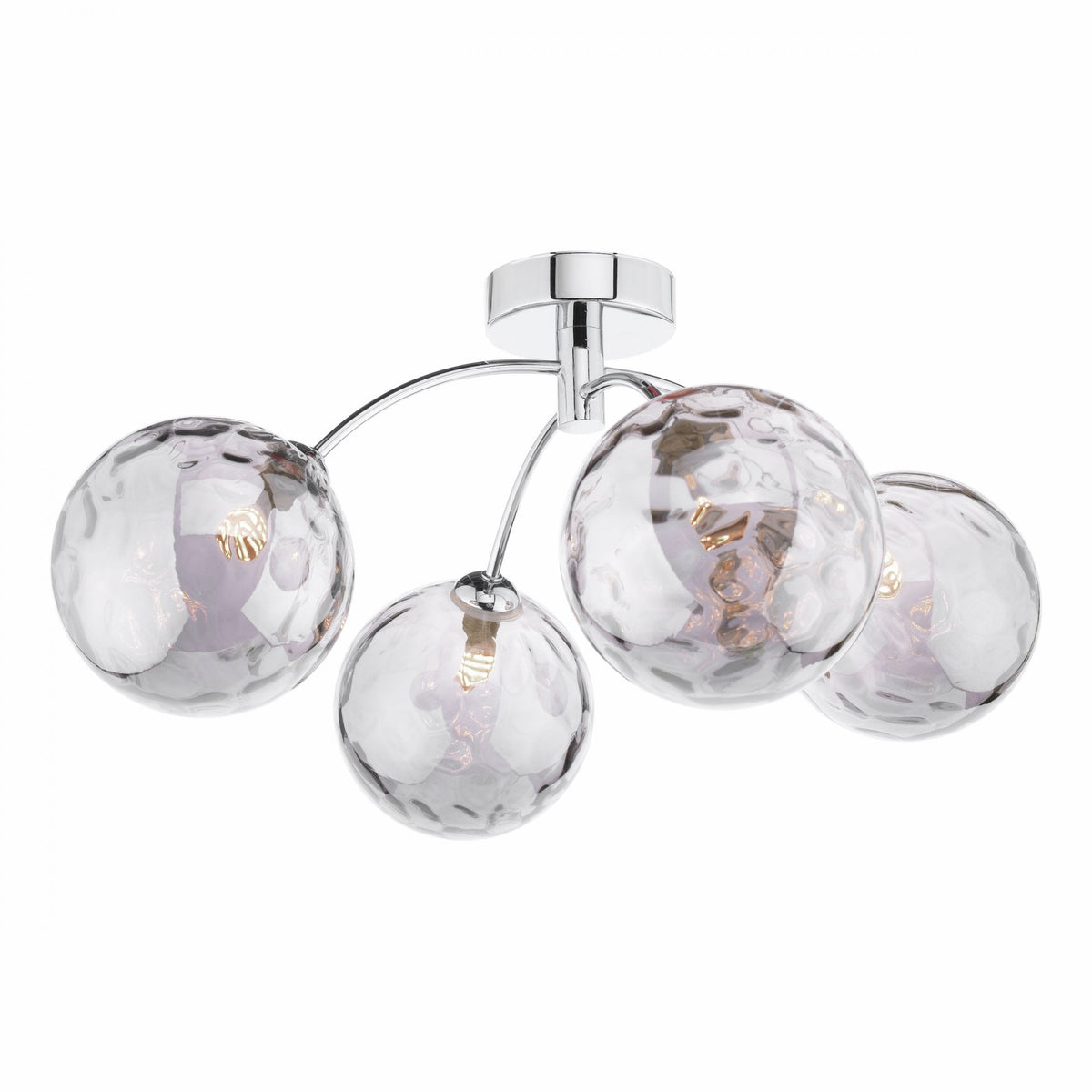 Izzy Semi Flush Ceiling Light Polished Chrome & Smoked Dimpled Glass L ...