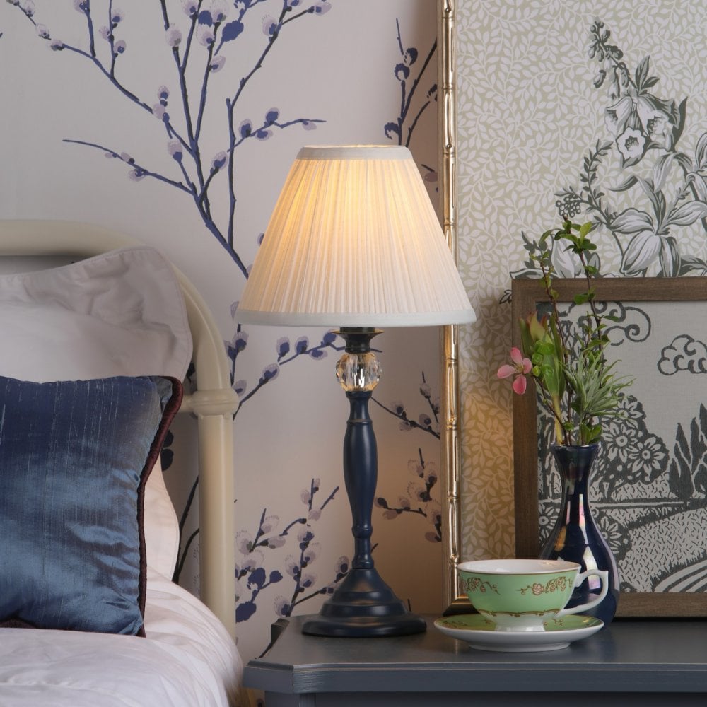 Ellis Matt Blue & Crystal Table Lamp & Shade – Decor Lighting