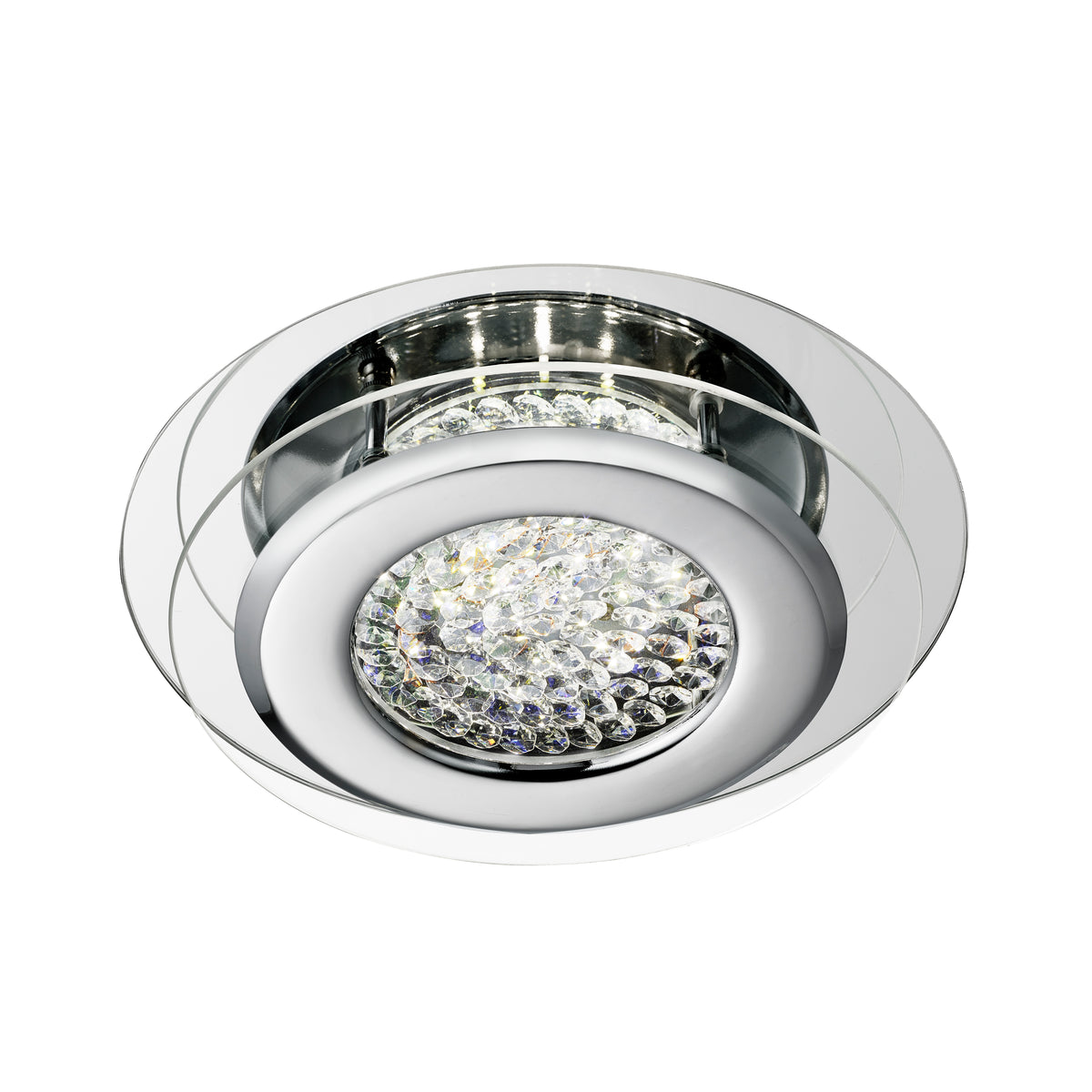 Vesta Chrome and Clear Crystal LED Flush – Decor Lighting
