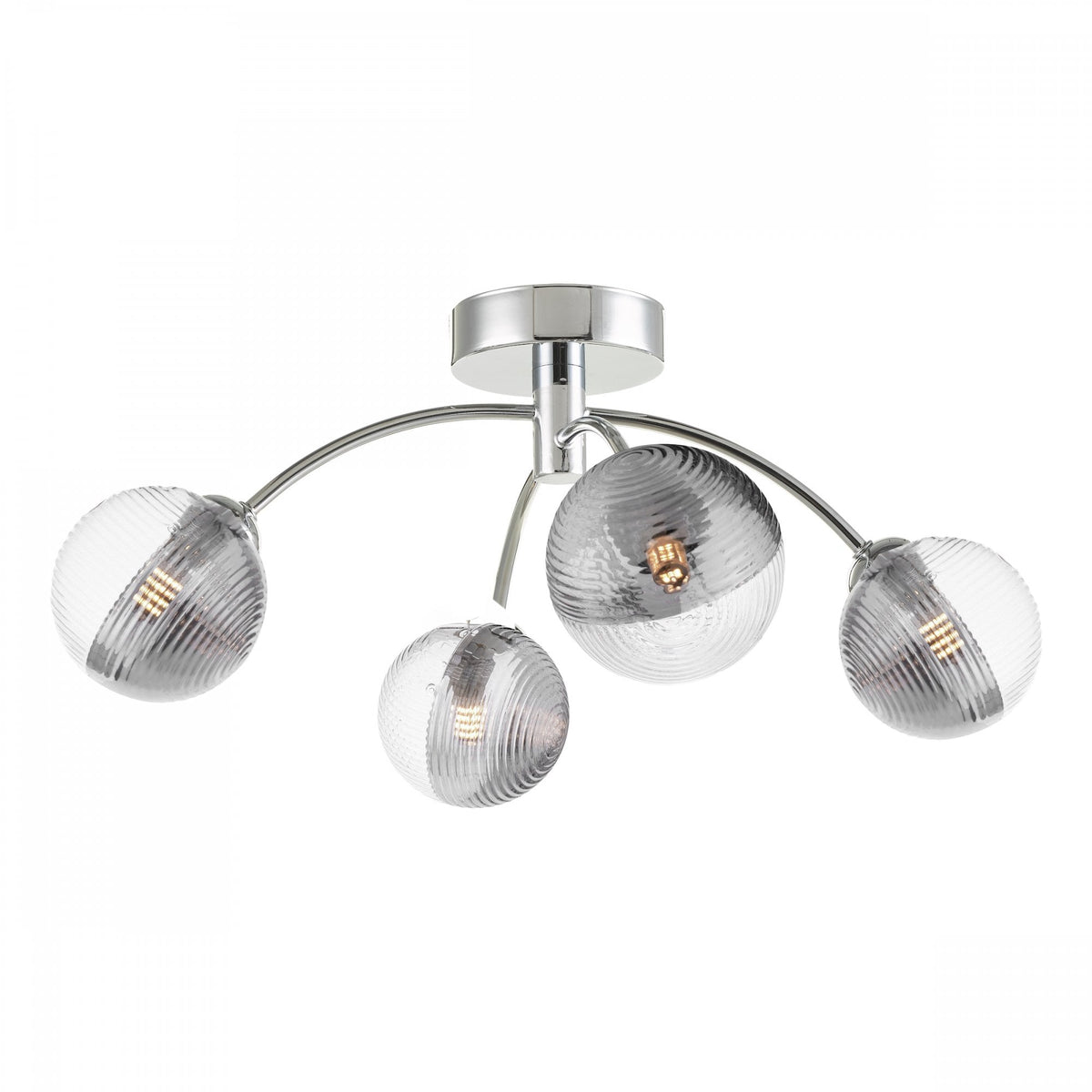 Izzy 4 Light Semi Flush Ceiling Light Polished Chrome & Smoked/Clear R ...