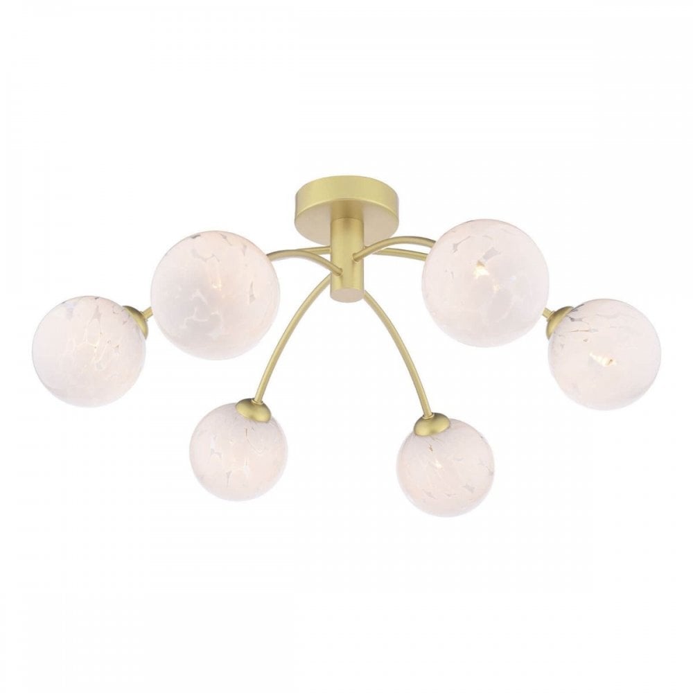 Izzy 6 Light Semi Flush Ceiling Light Gold & Confetti Glass – Decor ...