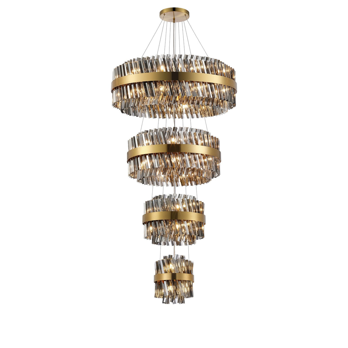 Alia Pendant Ceiling Light 4 Tier 58 Light Brass & Smoked Glass – Decor ...