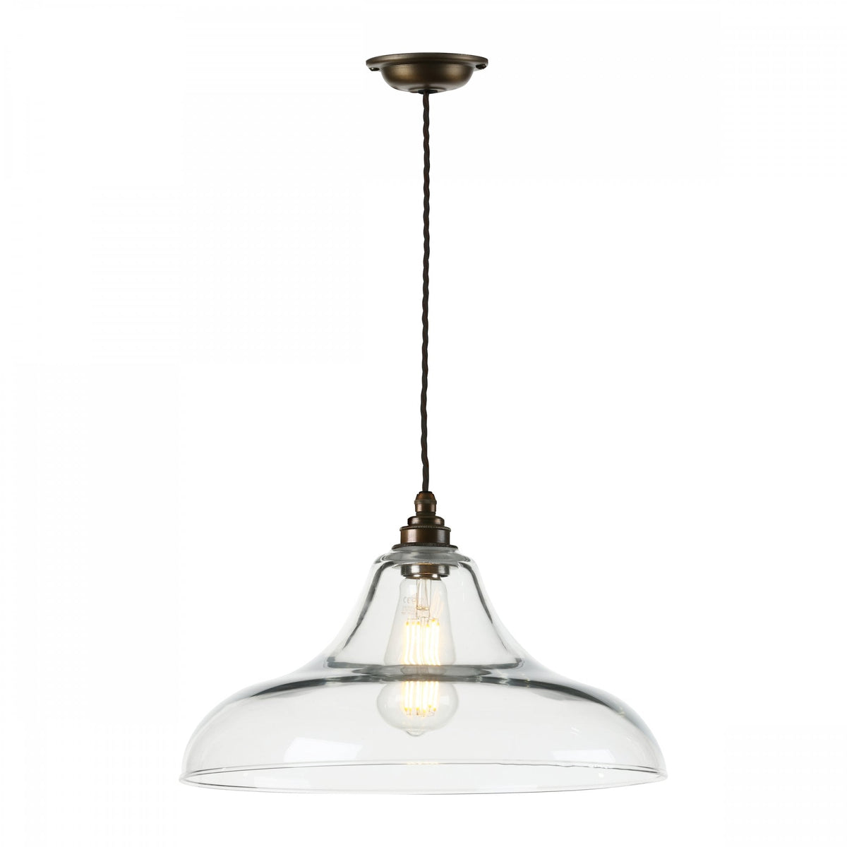 Ruskin Single Pendant Ceiling Light Antique Brass & Glass – Decor Lighting
