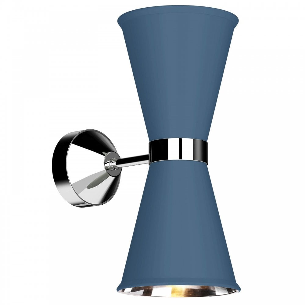 Hyde 2 Light Wall Light Polished Chrome & Persian Blue – Decor Lighting