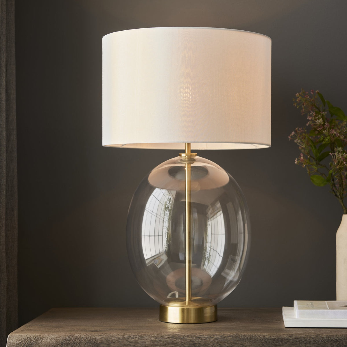 Kelda Touch Table Lamp Satin Brass & Oval Glass Oval – Decor Lighting