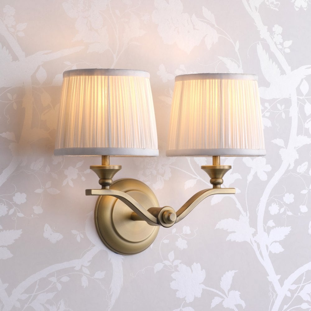 Hemsley 2 Light Matt Antique Brass Wall Light – Decor Lighting