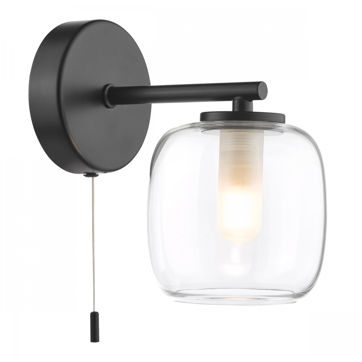 Edaline Matt Black & Glass IP44 Wall Light – Decor Lighting