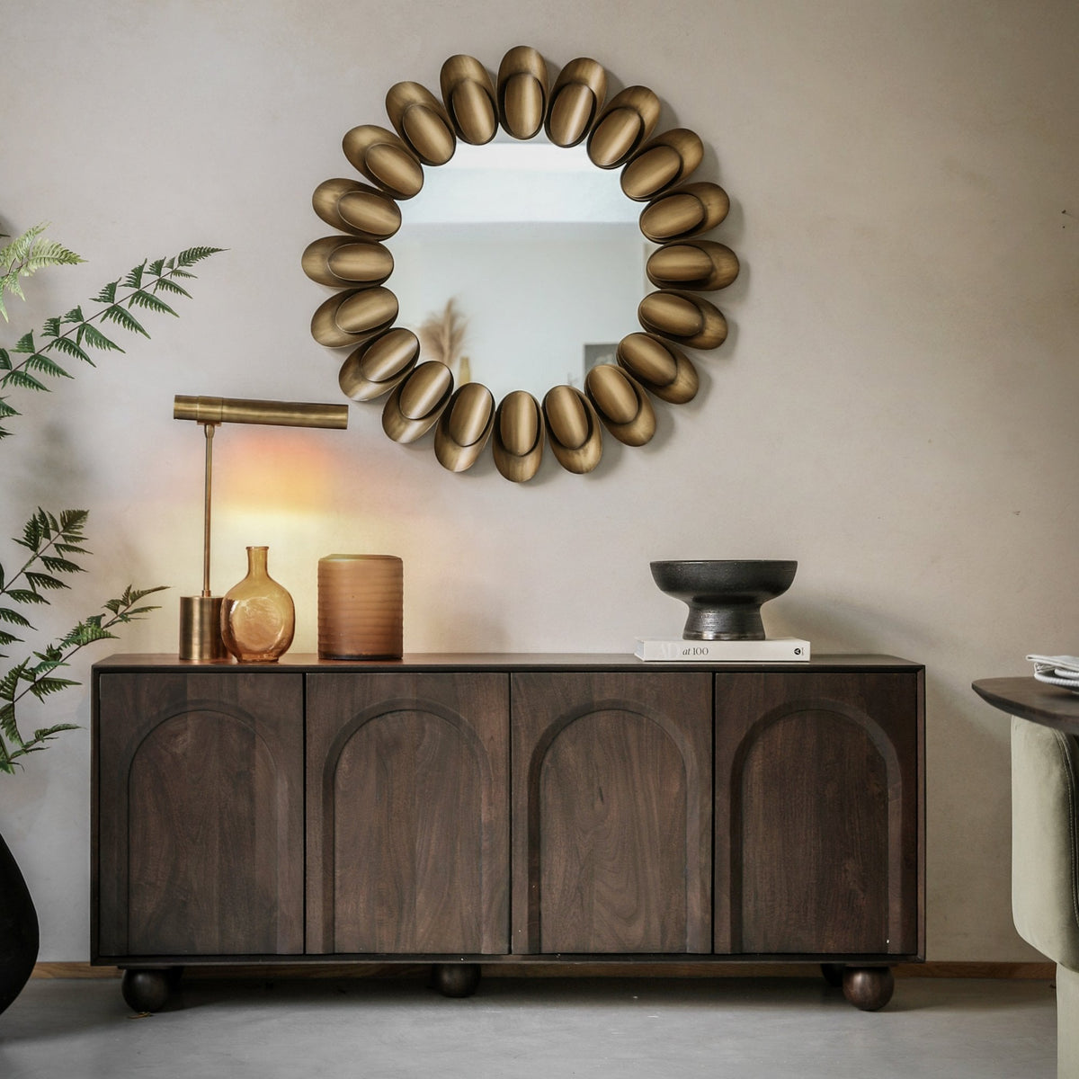 Arc Sideboard Dark Brown Mango Wood Four Door – Decor Lighting