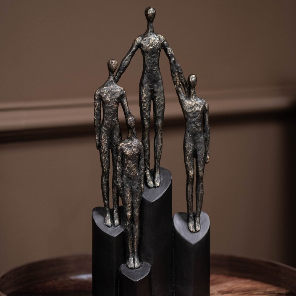 Abstract Family Sculpture on Hearts Plinth – Decor Lighting