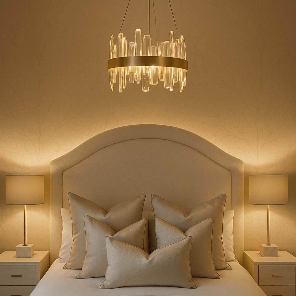 Ahena Small Gold LED Pendant Ceiling Light with Chrome Ring – Decor ...