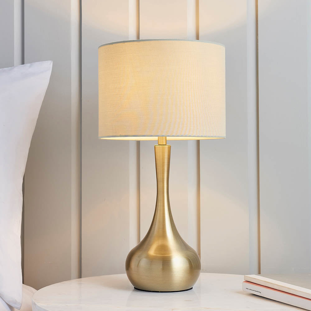 Piccadilly Brass Taupe Shaded Table Lamp – Decor Lighting