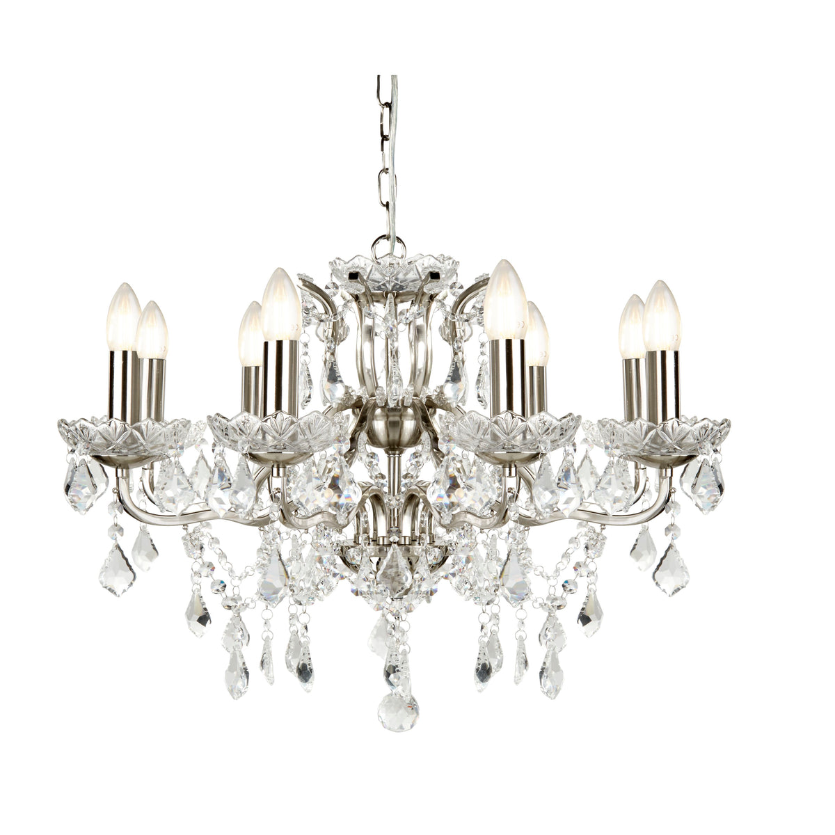 Paris Satin Silver 8 Light Chandelier – Decor Lighting