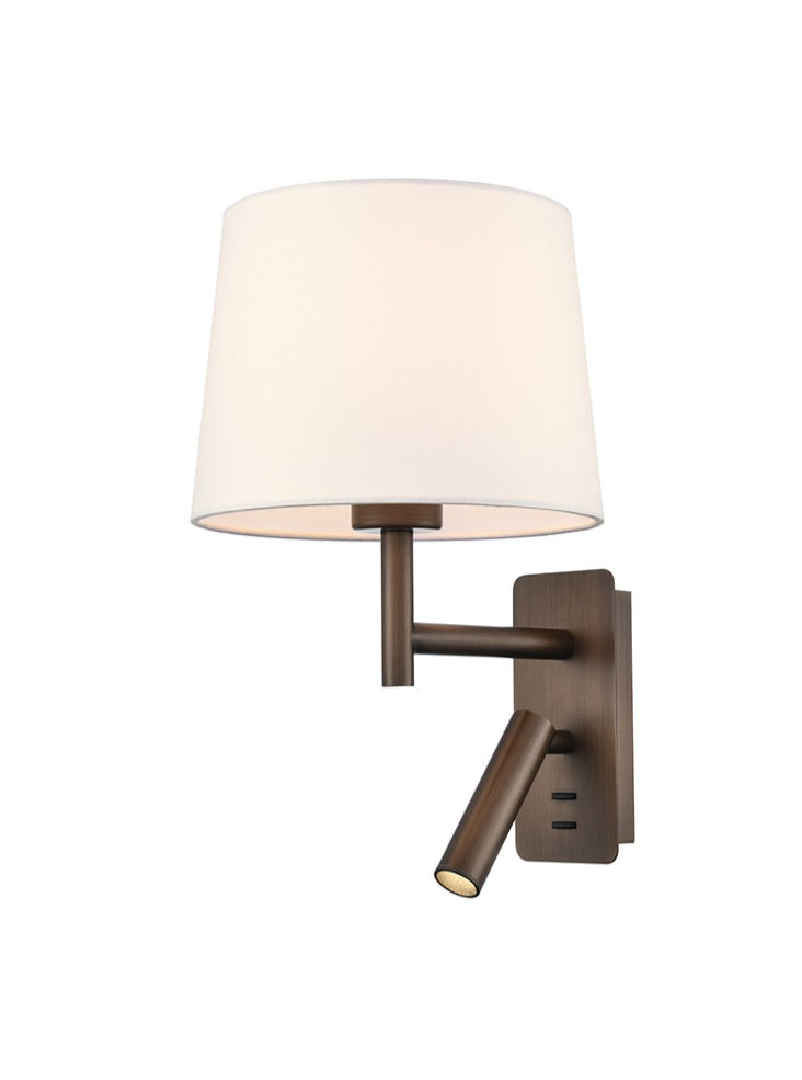 Christie Wall Light Brushed Bronze & White Cotton Light Shade – Decor ...