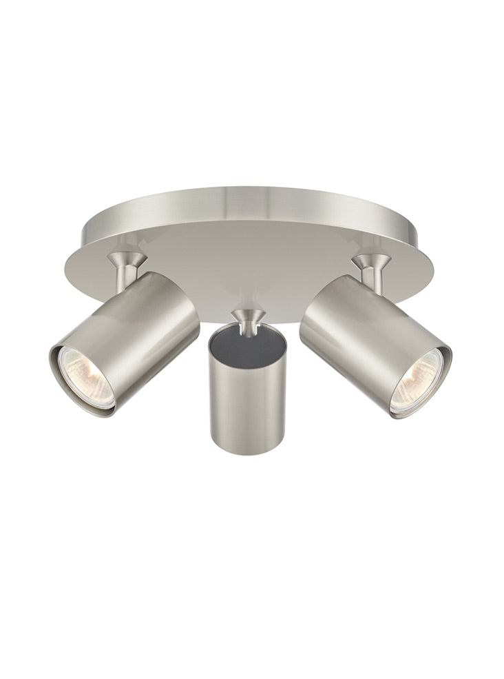 Duet Satin Nickel 3 Light Flush Ceiling Spotlight – Decor Lighting