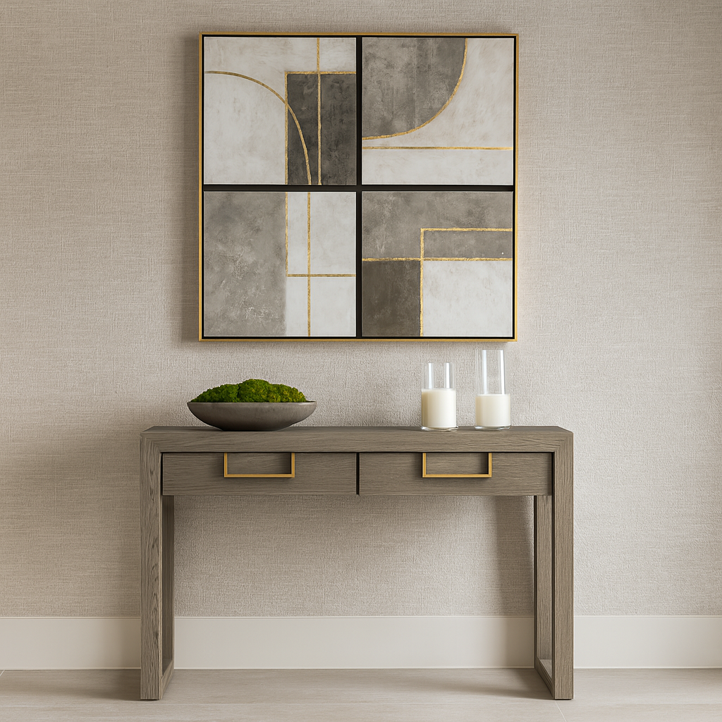 Lucca Grey Oak Veneer Console Table – Decor Lighting