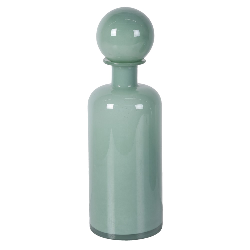 Green Glass Bottle with Ball Topper – Decor Lighting