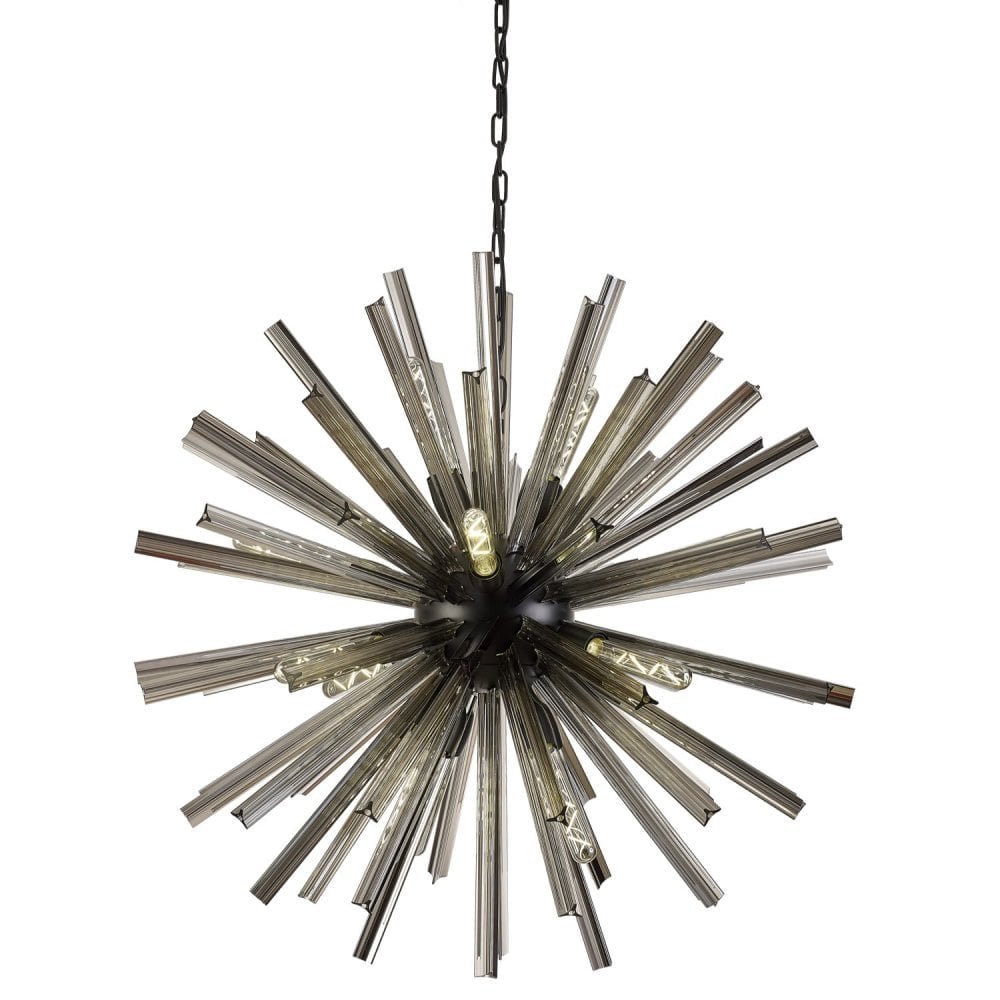Syrah 32 Light Matt Black & Clear Glass Round Pendant – Decor Lighting