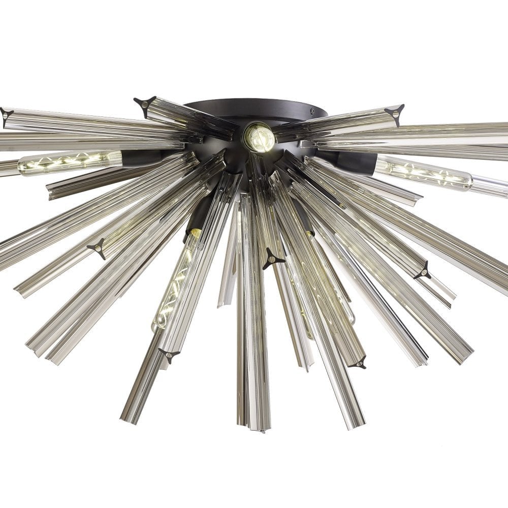 Syrah 8 Light Matt Black & Smoked Semi Flush Pendant – Decor Lighting