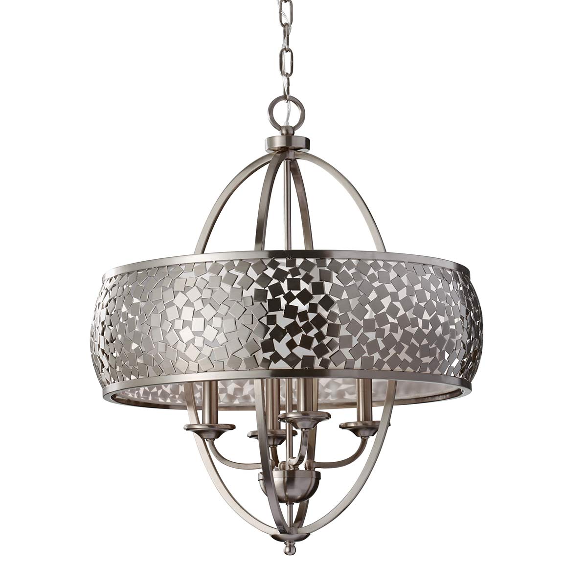 Zara Brushed Steel 4 Light Large Pendant Light – Decor Lighting