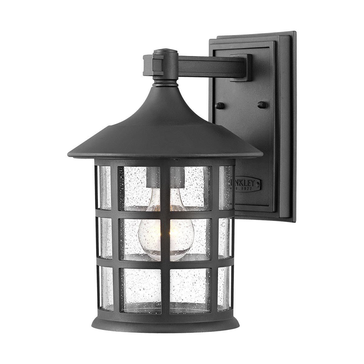 Freeport Textured Black Wall Lantern Light with Clear Seed Glass Shade ...