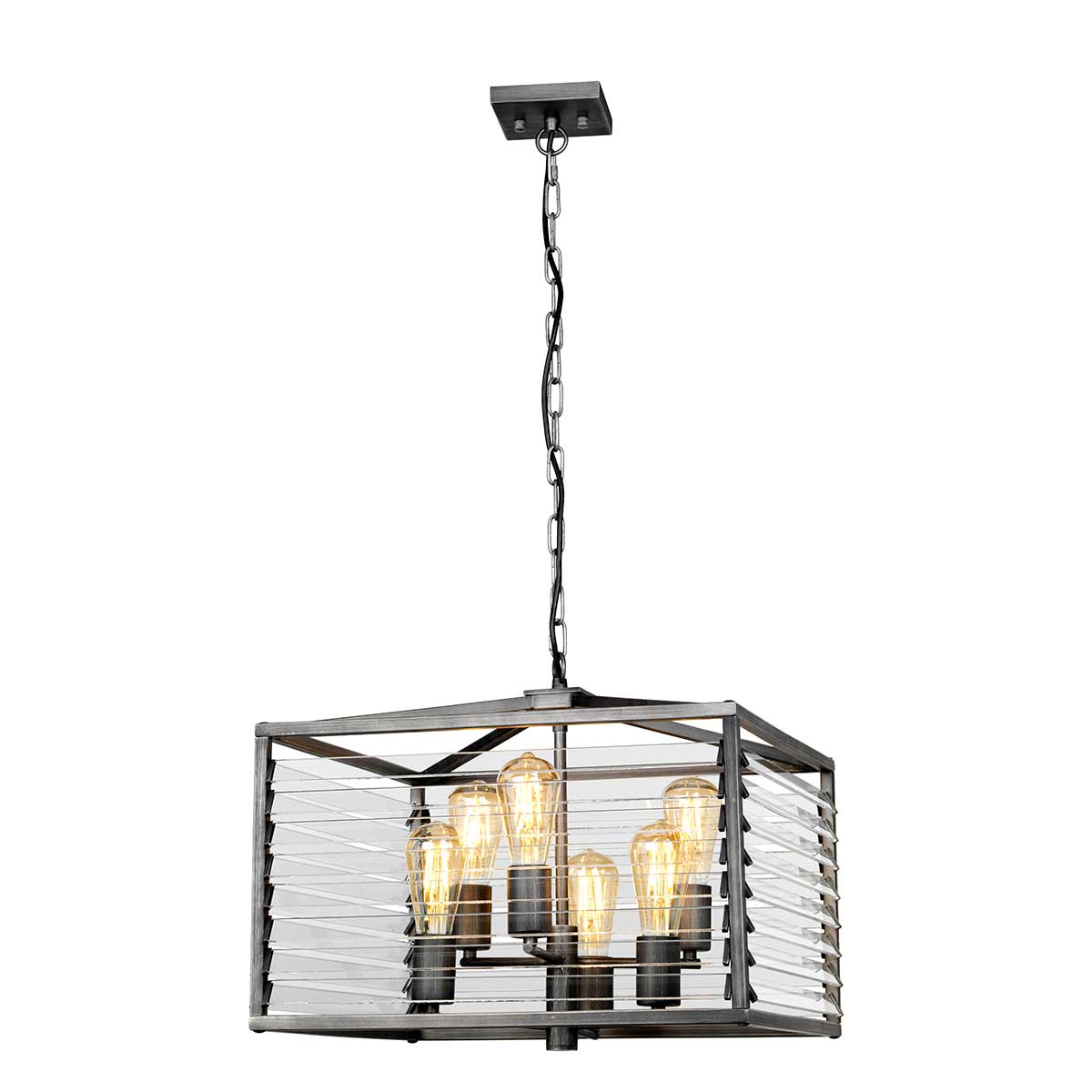Louvre 6 Light Pendant Light Painted Gunmetal – Decor Lighting