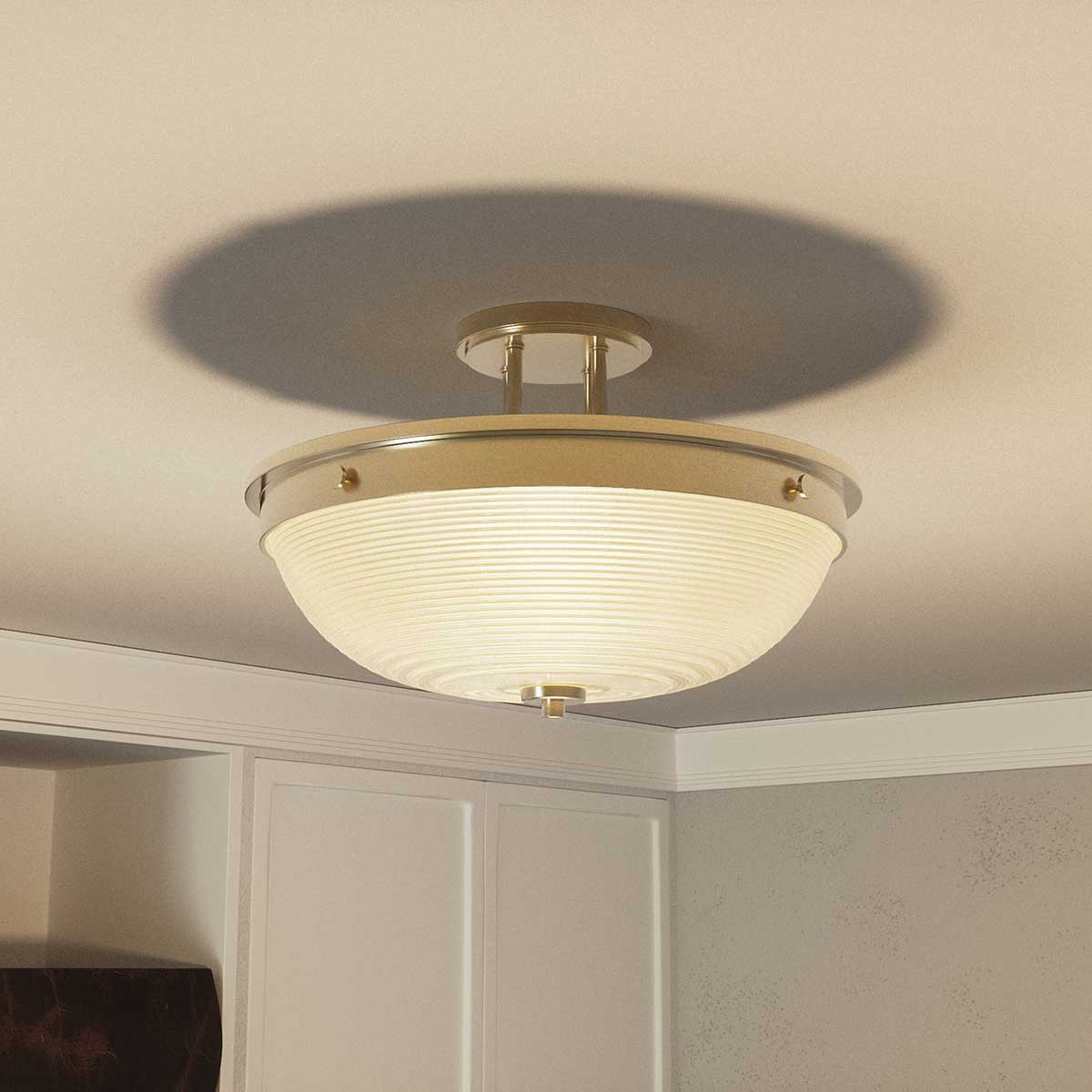 Mantle 2 Light Semi-Flush Ceiling Light Weathered Brass – Decor Lighting